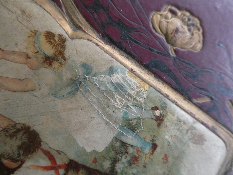 Early 1900s French Art Nouveau Chromolithograph Decoupage and - Etsy