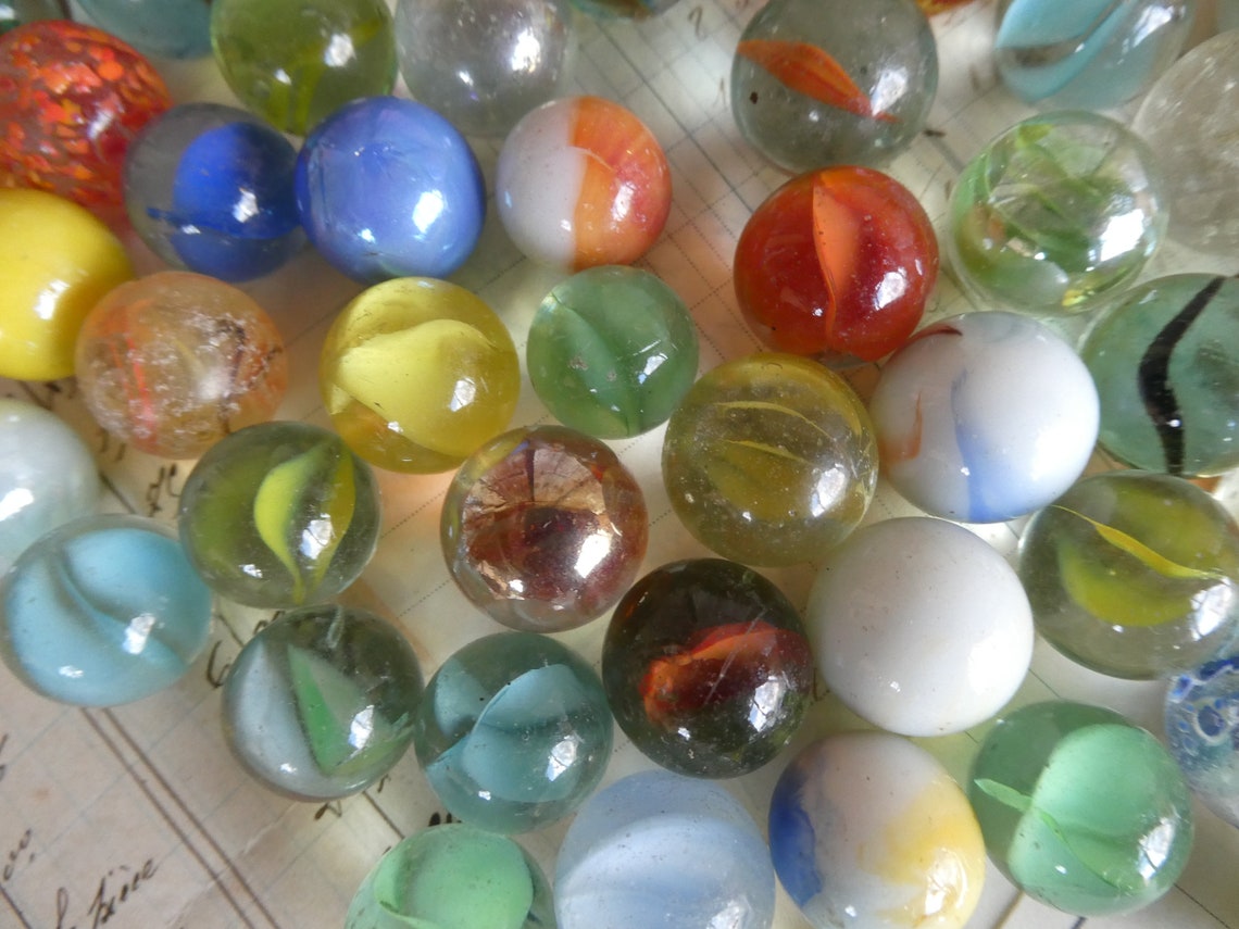 Pot Luck Batch of 60 Vintage and Antique French Marbles End - Etsy