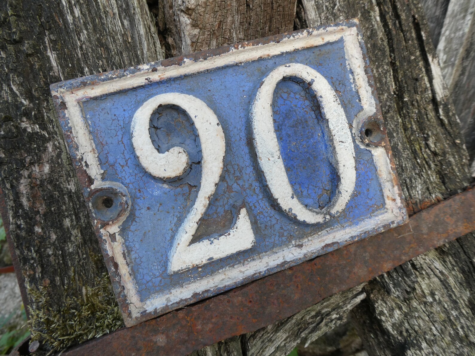 Unusual Cast Iron French House Number Sign With Chippy Distressed Blue ...