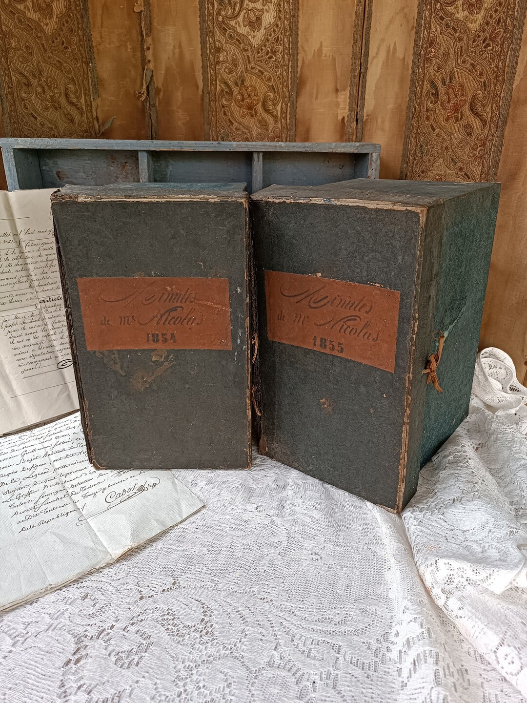 Evocative Pair of Mid 19th Century Notary Document File Boxes Cases ...