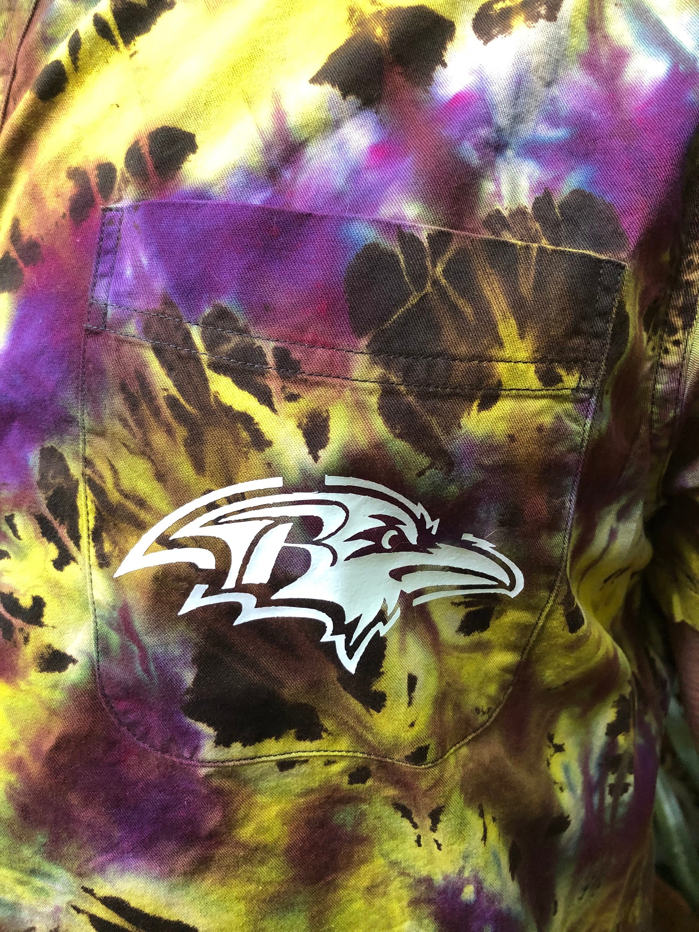 Reverse Tie Dye Mudmee Baltimore Ravens Colors Purple Yellow - Etsy UK