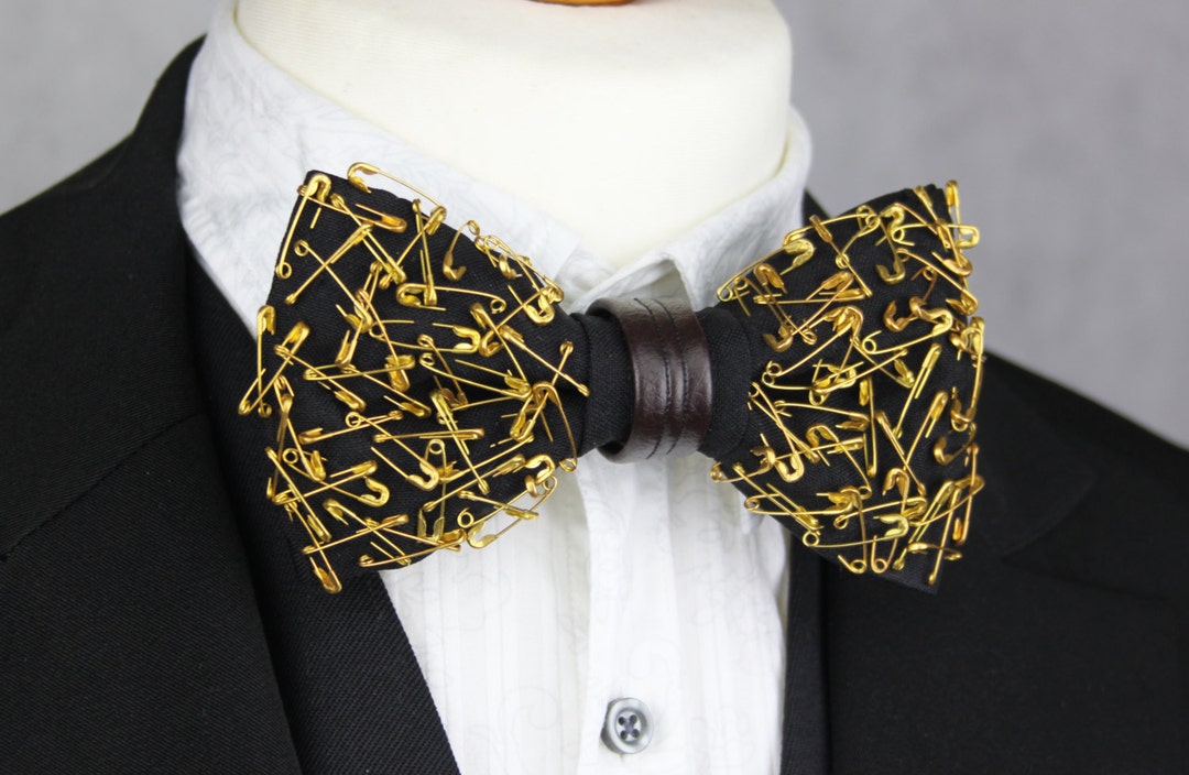 Gold Safety Pin Bow Tie - Etsy
