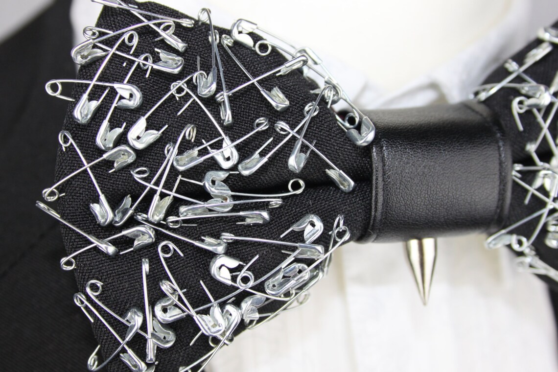 Silver Safety Pin Bow Tie - Etsy