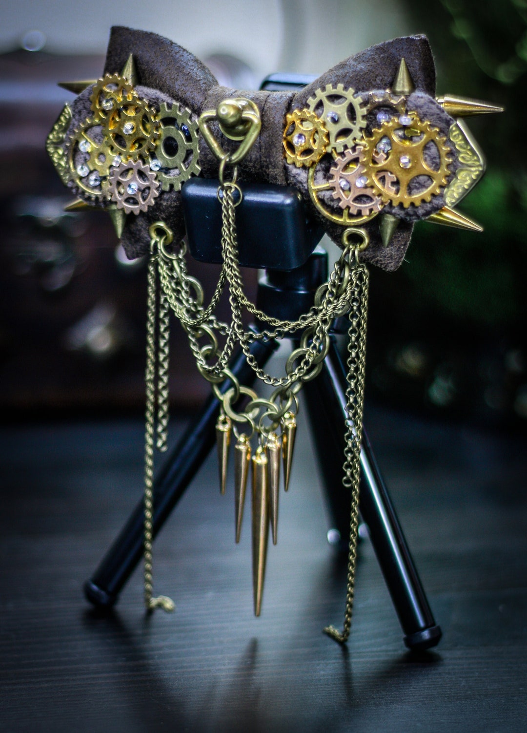 Steam Punk Cog Clockwork Leather Bow Tie - Etsy