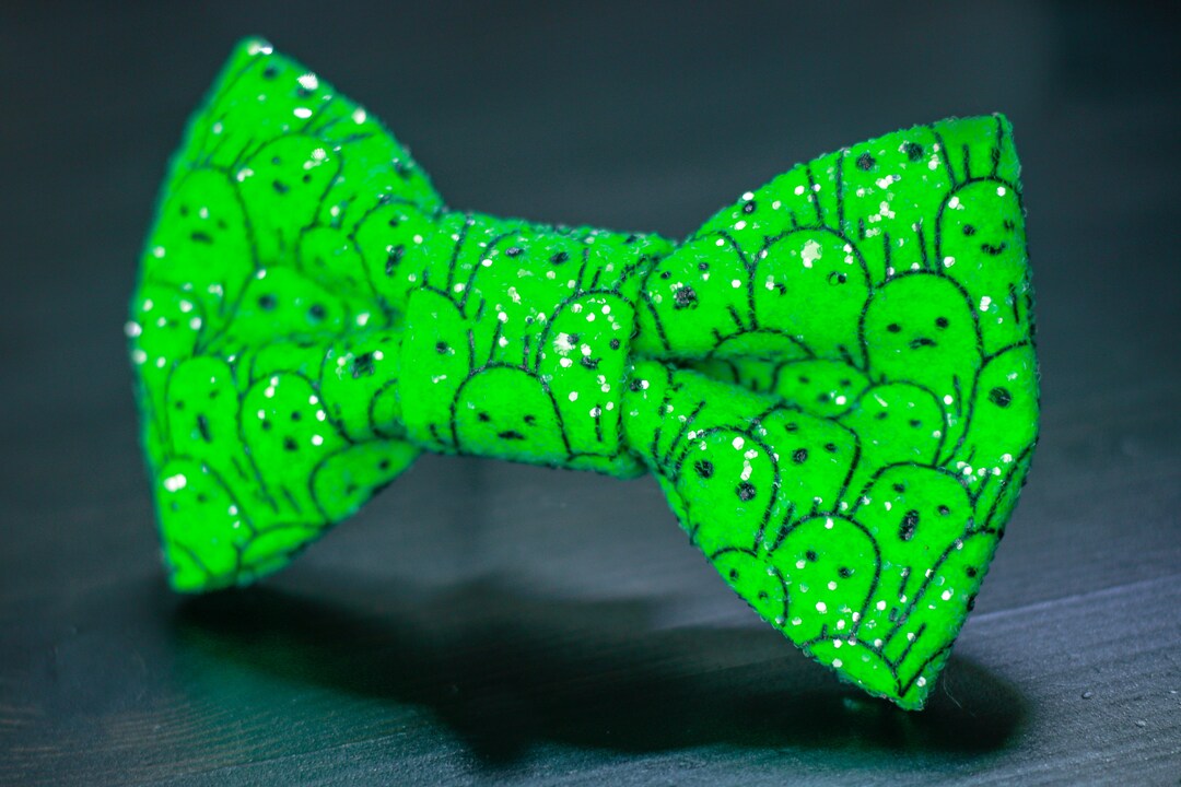 Neon Green Glitter Ghost Bow Tie Novelty Handmade Tie - Etsy