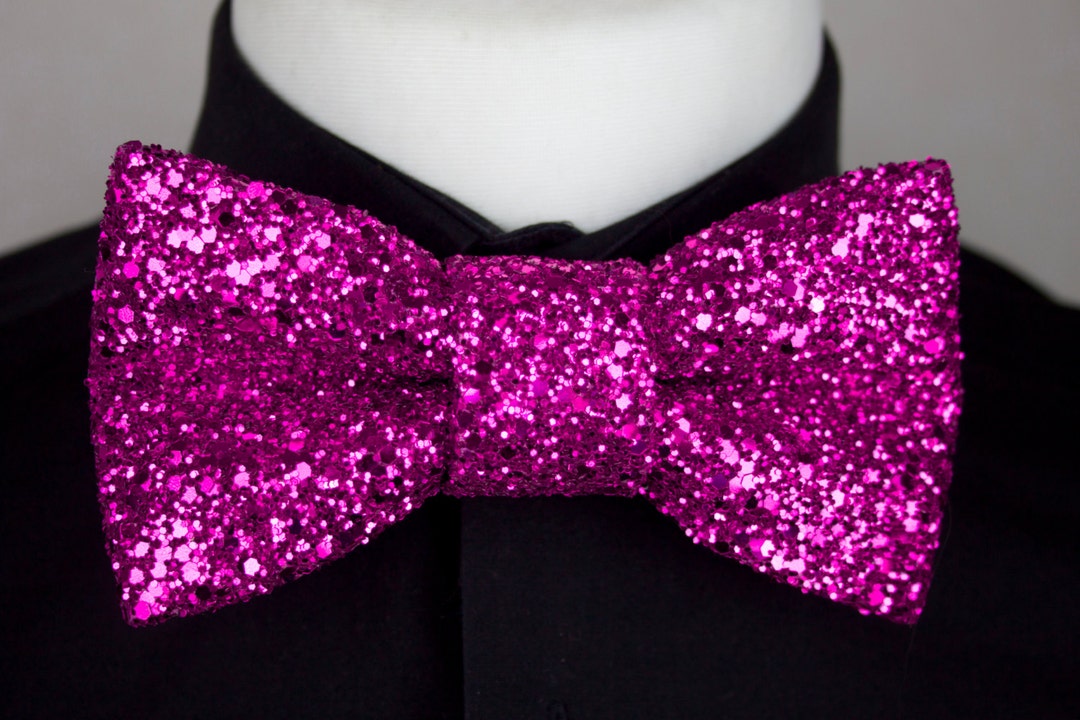 Hot Pink Super Shiny Glitter Encrusted Bow Tie crushed Candy - Etsy