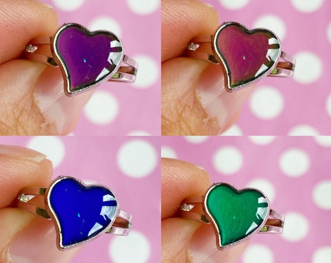 90s Heart Shaped Gemstone Mood Ring - Etsy