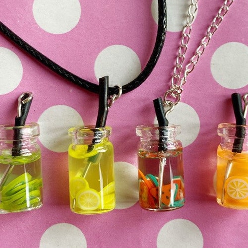 Funky Fruit Juice Drink Necklace Chain Cord or Keychain - Etsy