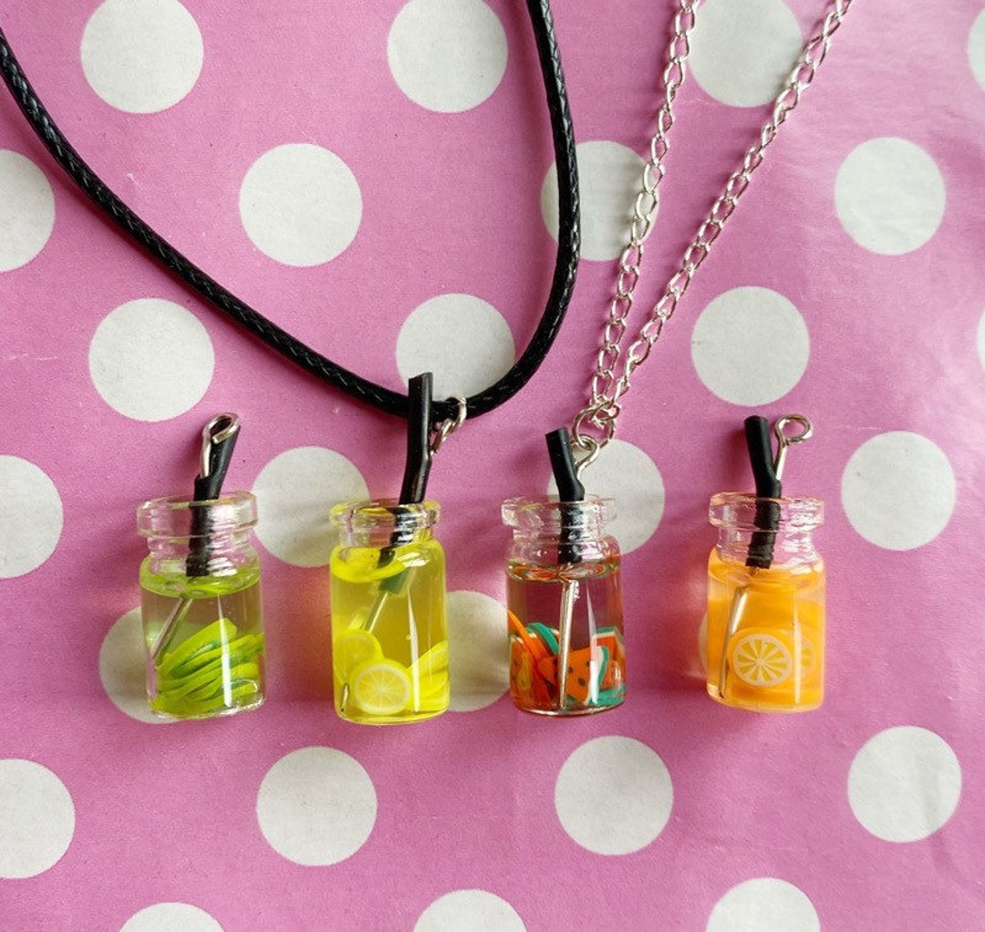 Funky Fruit Juice Drink Necklace Chain Cord or Keychain Keyring - Etsy