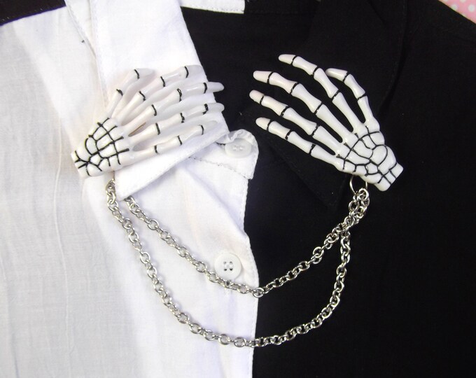 Creepy Skeleton Hand and Chain Collar Clips - Etsy