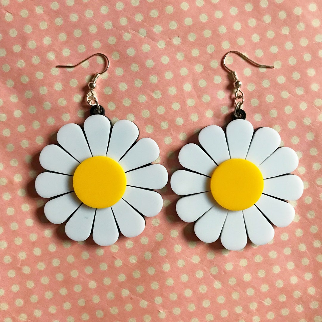 Giant Daisy Laser Cut Earrings Hook Stud or Clip On - Etsy