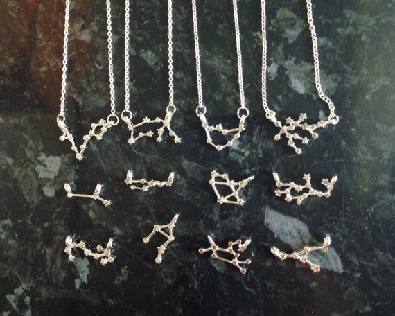 Silver Constellation star sign zodiac pendant necklace | Etsy