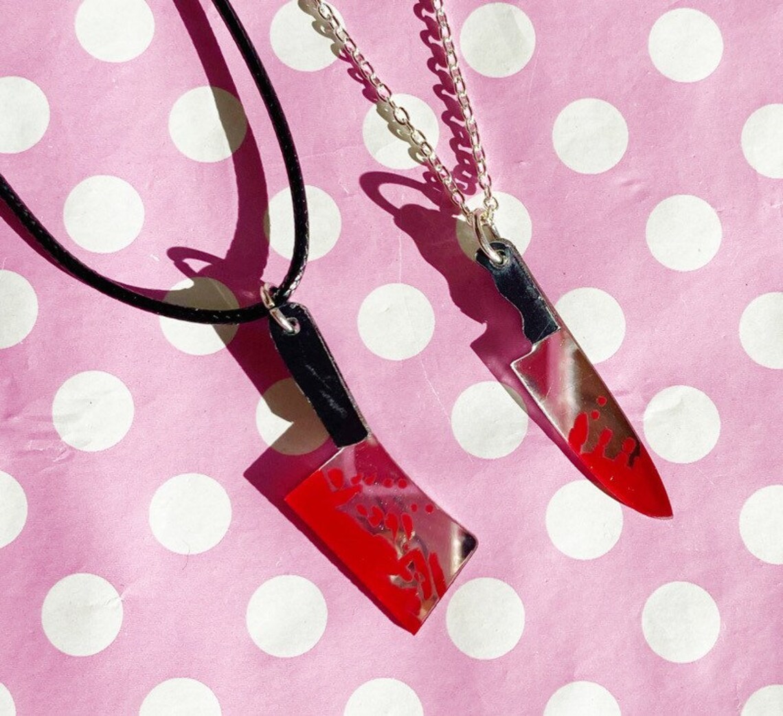 Bloody Meat Cleaver or Knife Necklace Chain or Cord or Earrings - Etsy