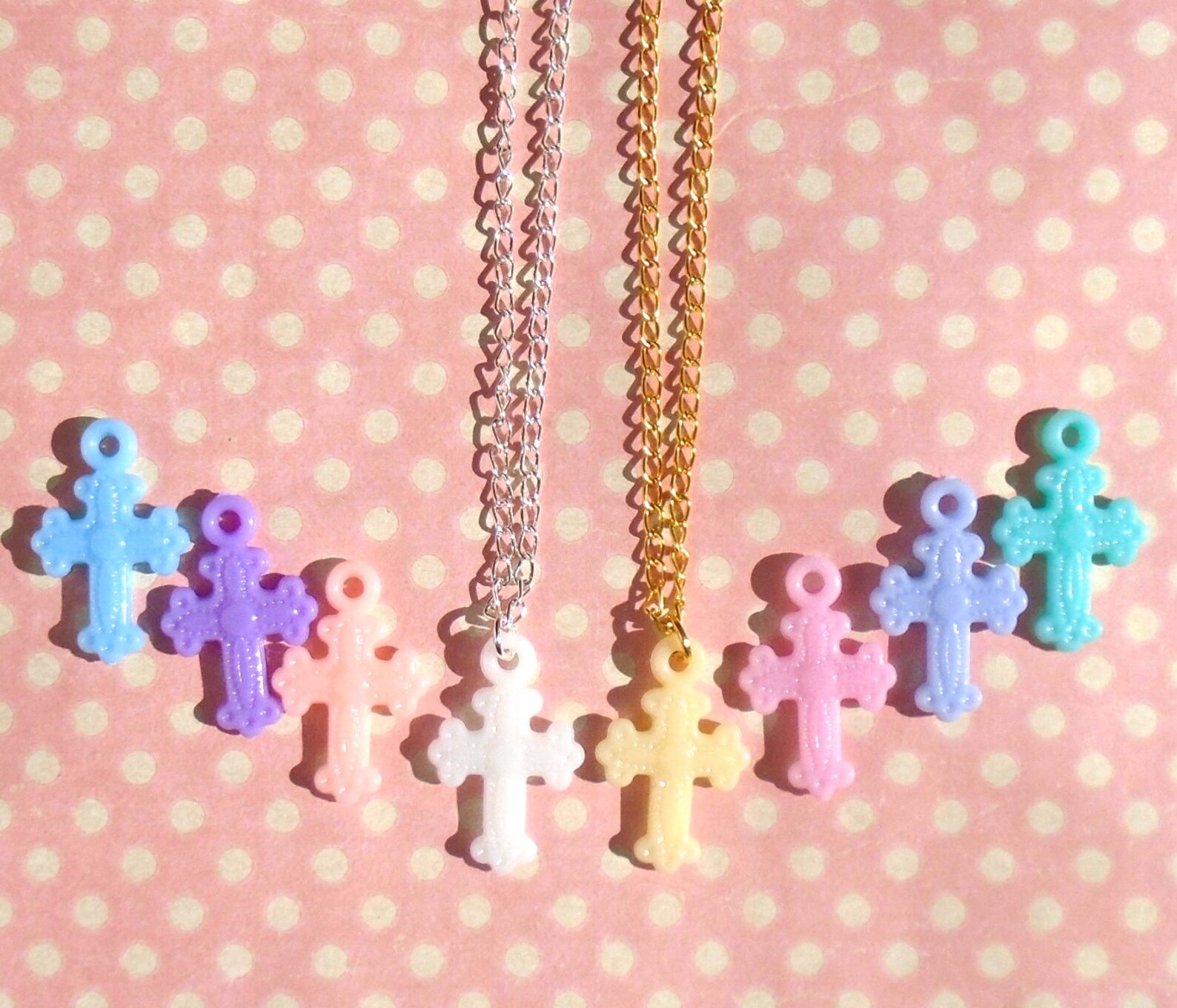 SALE Pretty Pastel Coloured Cross Necklace - Etsy
