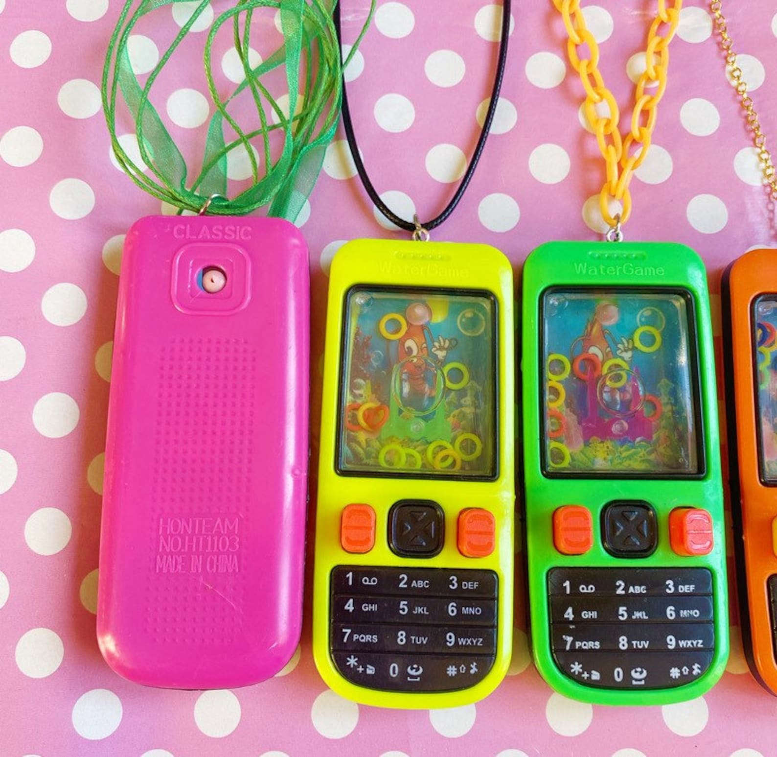 Retro Water Bubble Game Necklace in Pink Green Orange or Yellow ...