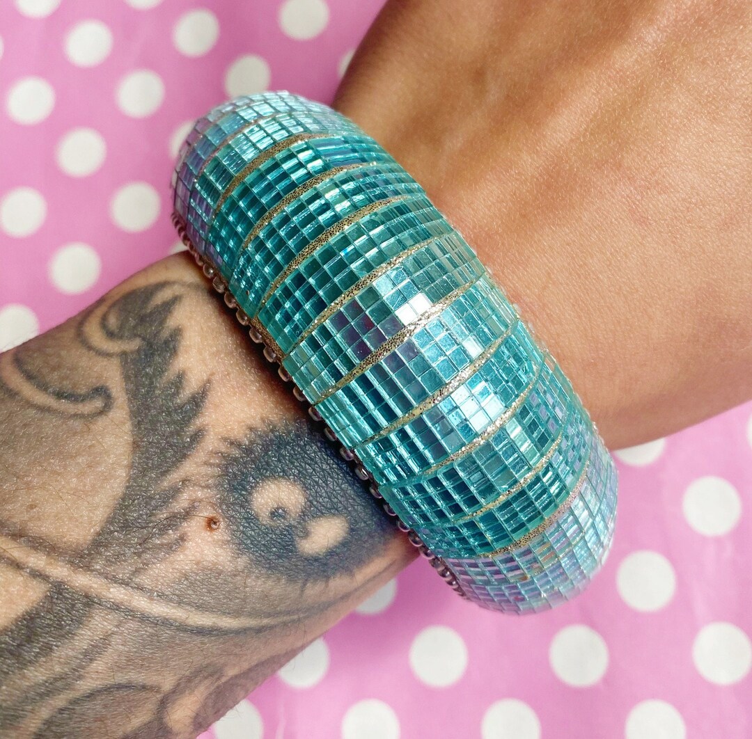 Vintage Y2k Disco Ball Bangle in Pastel Blue - Etsy