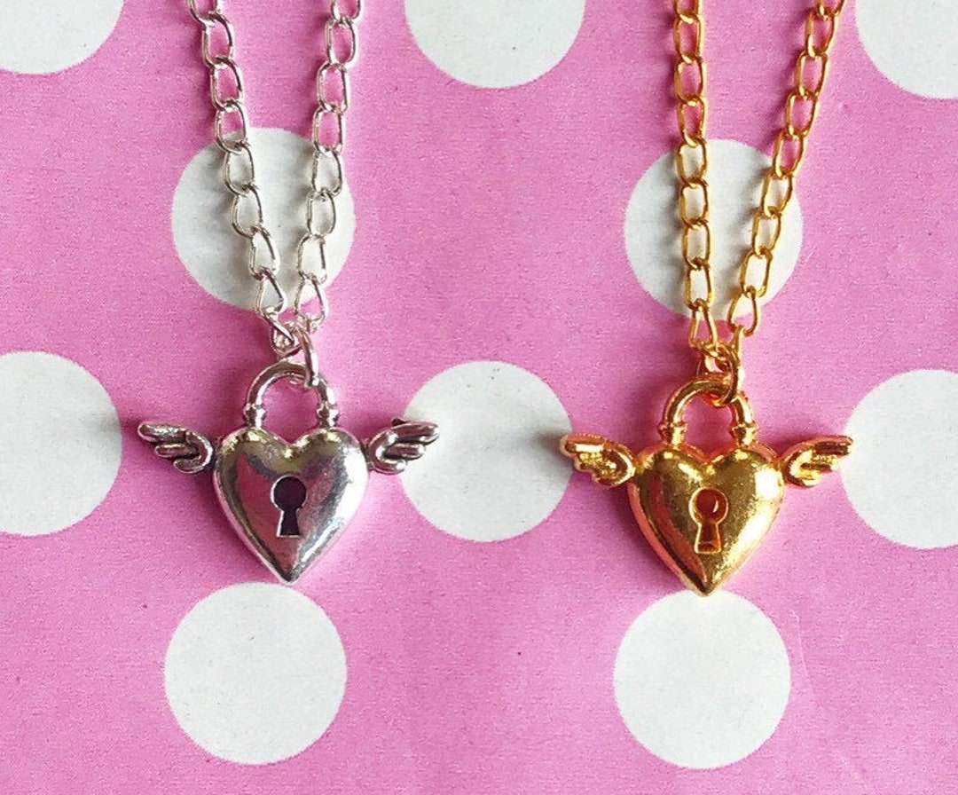 Winged Heart Lock Necklace in Gold or Silver - Etsy