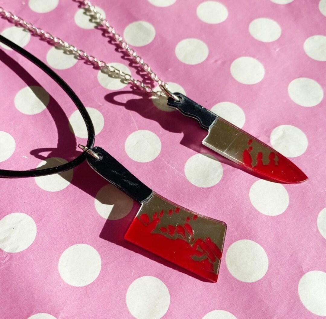 Bloody Meat Cleaver or Knife Necklace Chain or Cord or Earrings - Etsy