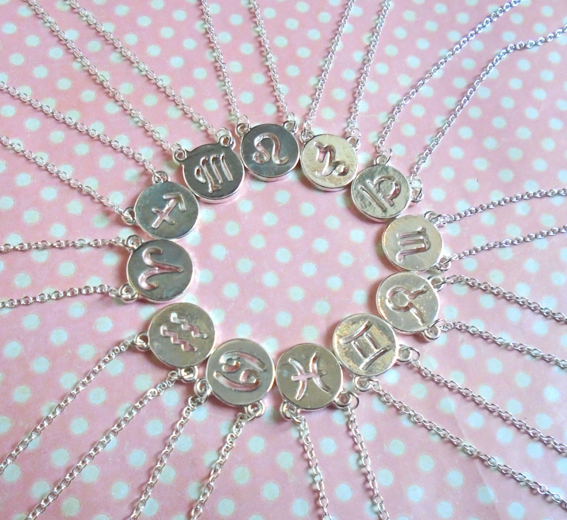 Silver Star Sign Zodiac Pendant Necklace Astrology | Etsy UK