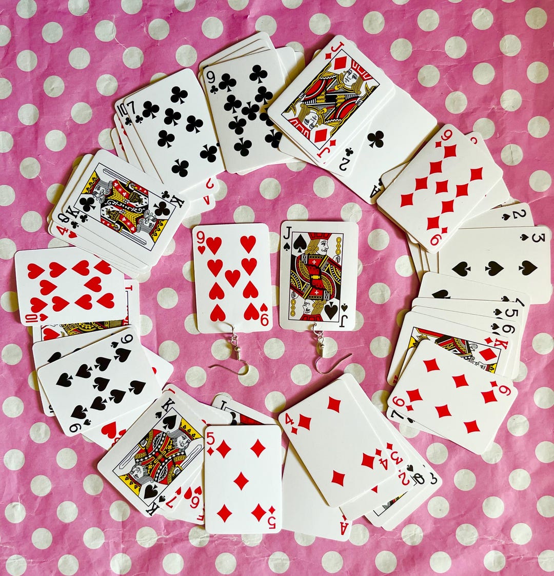 Funky Playing Card Earrings Hook Stud or Clip on Gold or Silver - Etsy