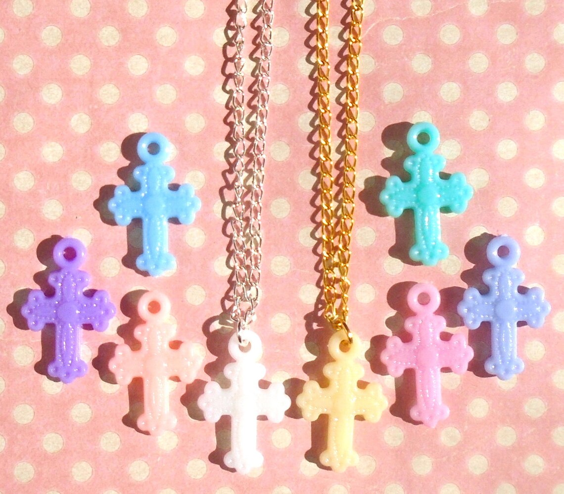 SALE Pretty Pastel Coloured Cross Necklace - Etsy