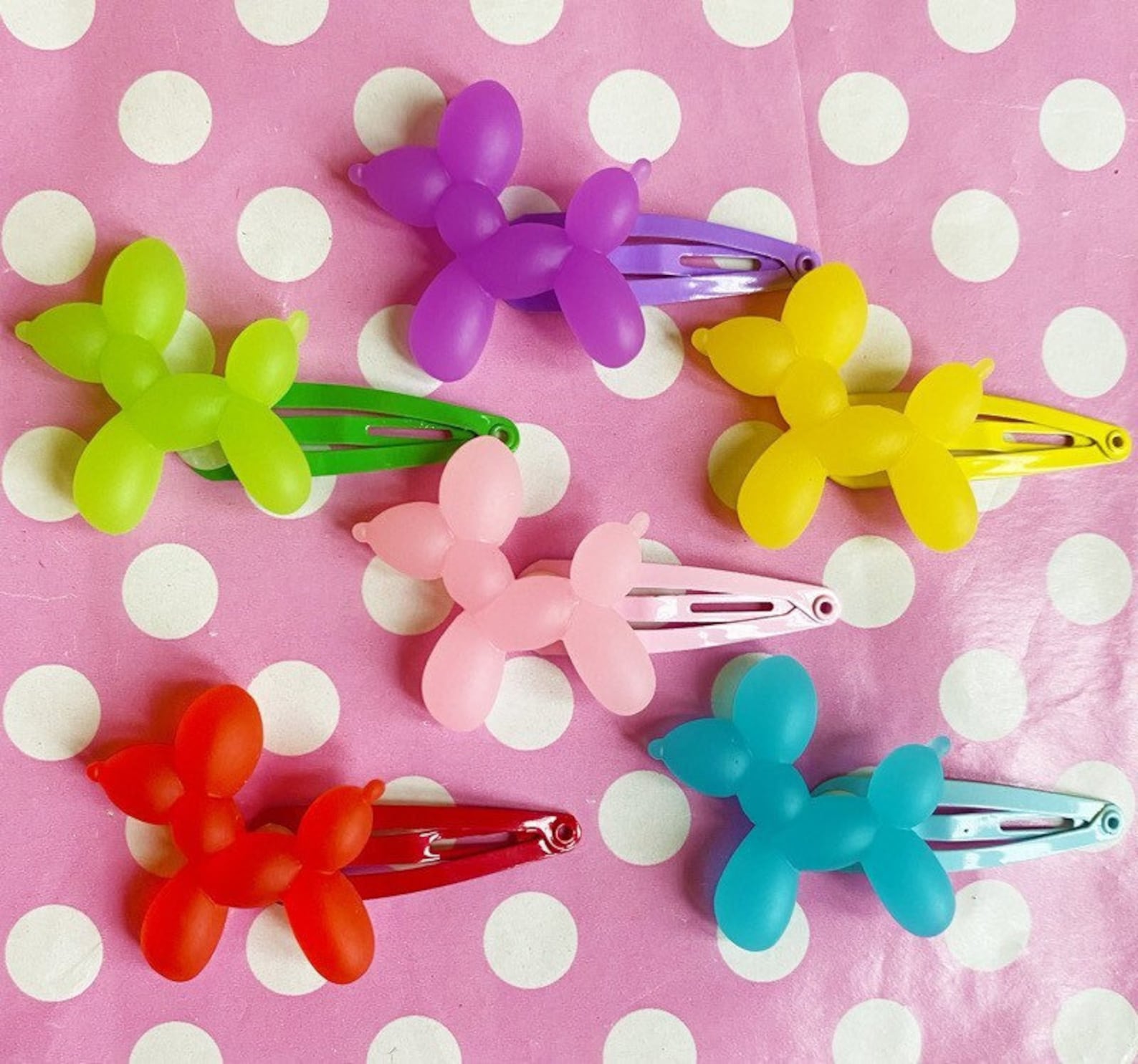 Cute Balloon Dog Hair Clip in Green Red Yellow Pink Purple or - Etsy