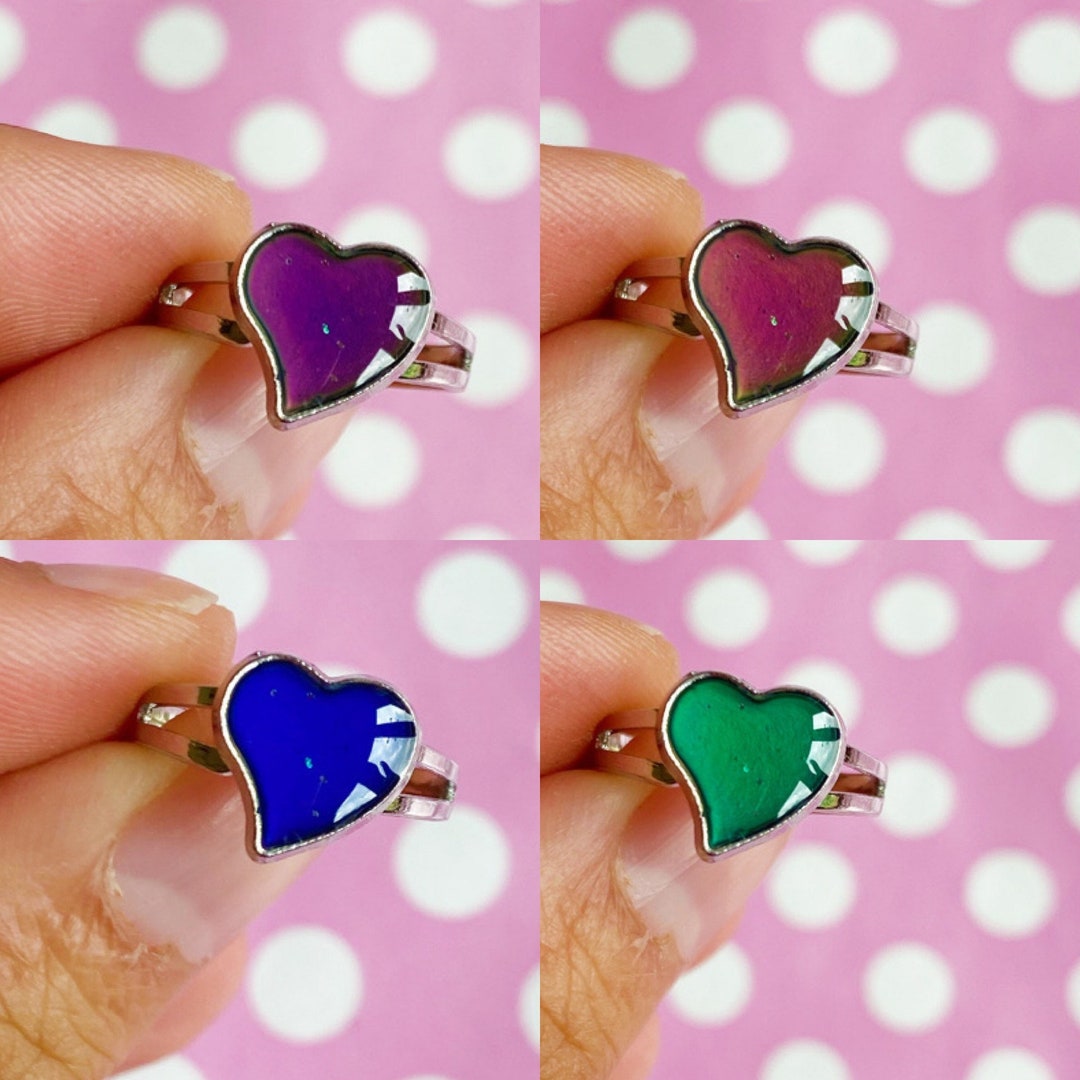 90s Heart Shaped Gemstone Mood Ring - Etsy