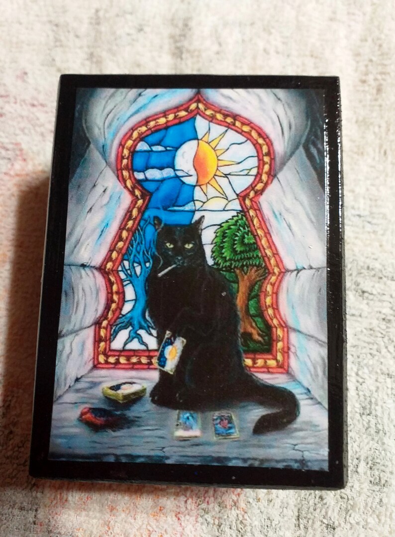 Black Cat Tarot Card Box - Etsy