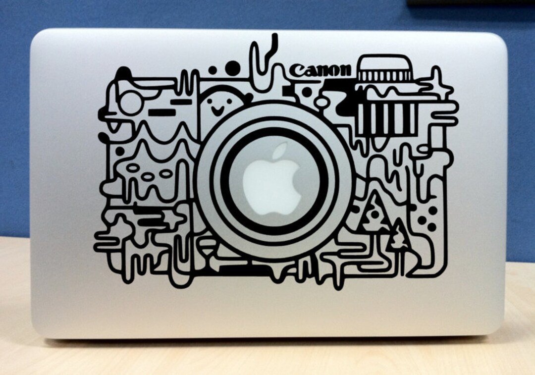 Retro/abstract Canon Camera Apple Sticker BLACK High Quality Vinyl ...