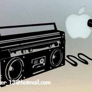 DJ Boombox Apple Sticker High-quality Vinyl Decal for Macbook, Pro, Air ...