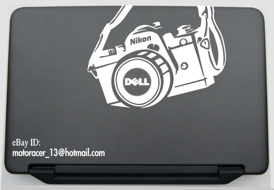 Dell Camera Nikon Sticker for All Laptop Sizes WHITE High Quality Vinyl ...