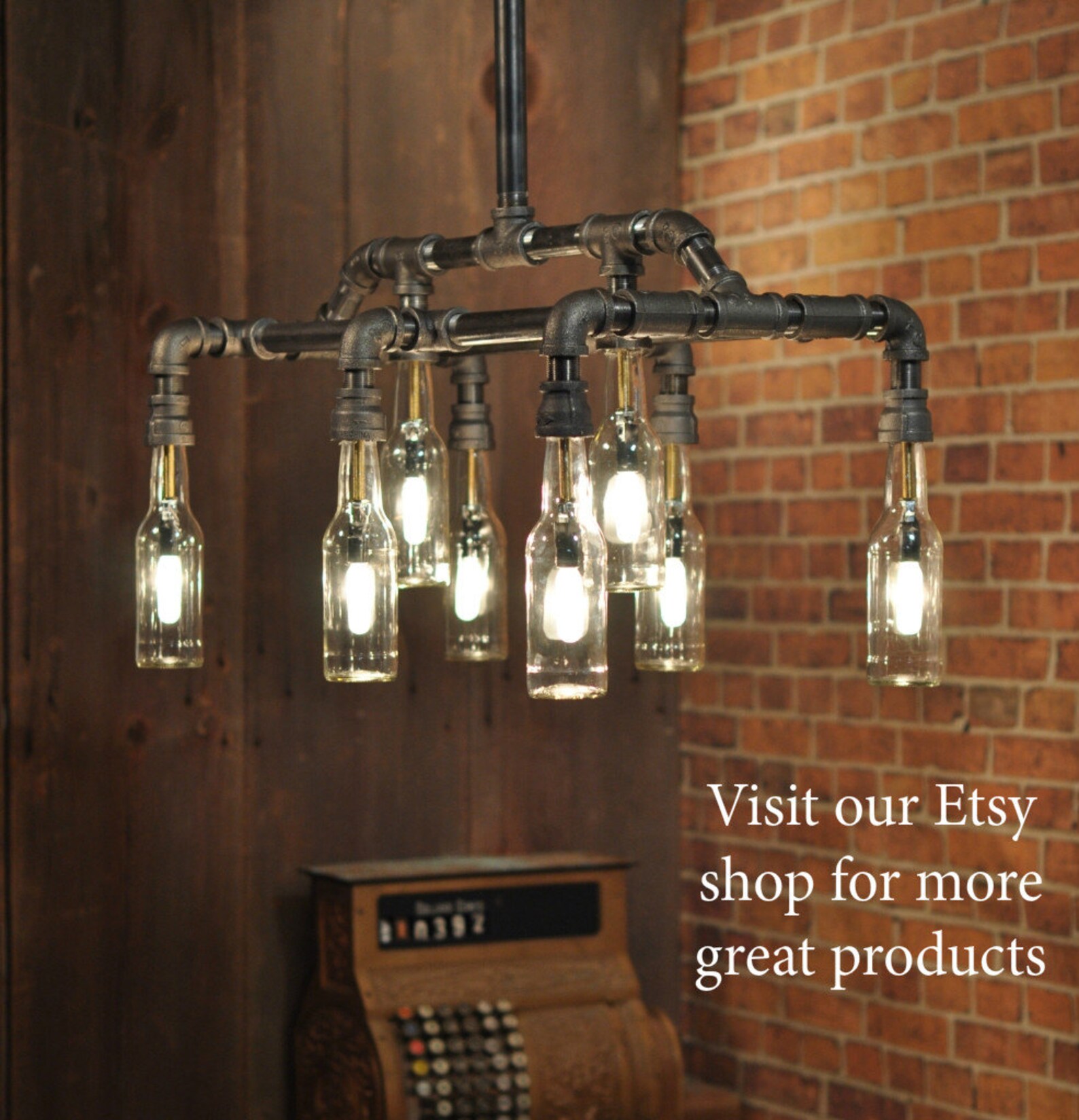 The Brewmaster Repurposed Beer or Wine Bottle Chandelier With Opener ...