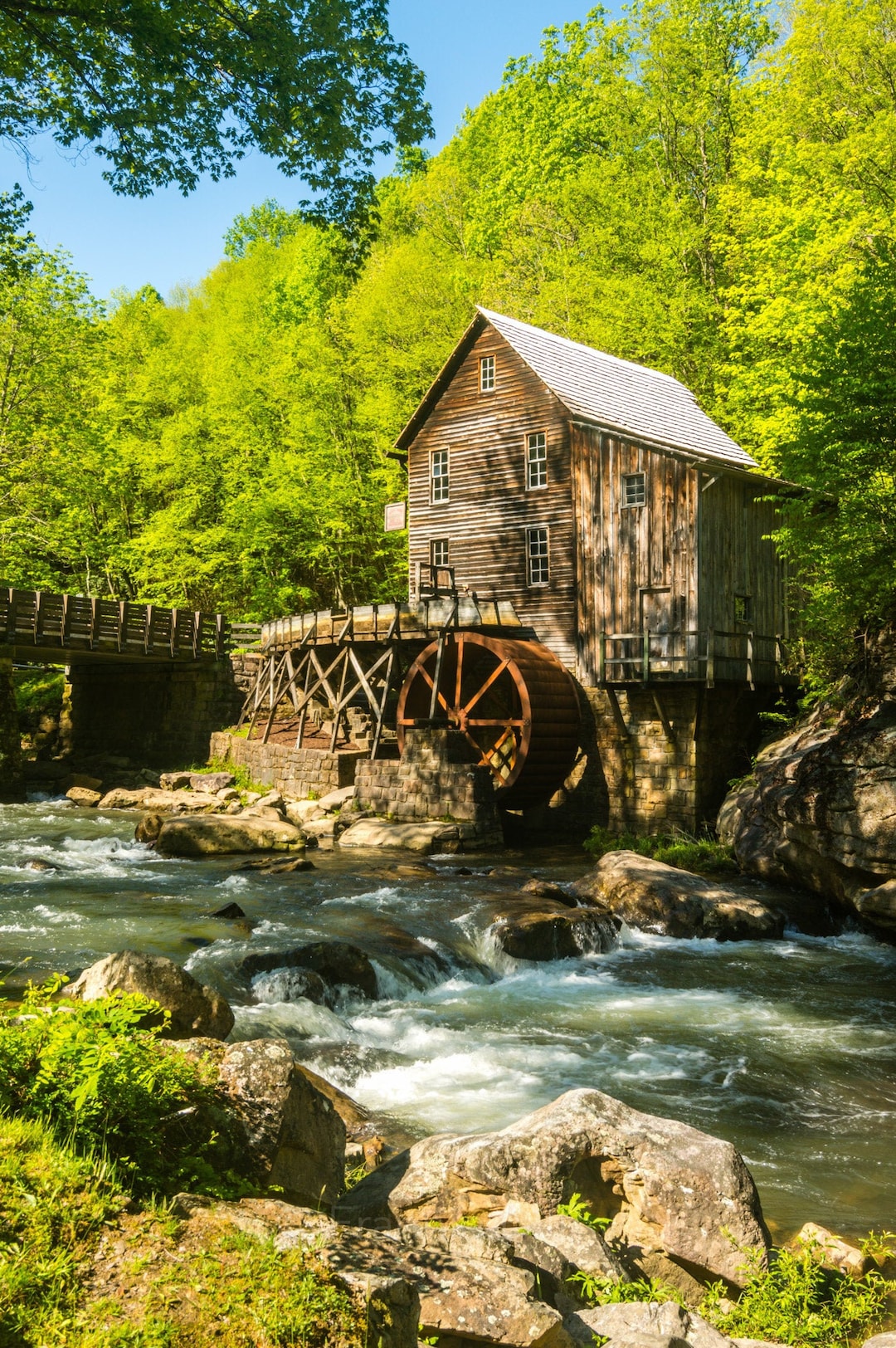 Babcock State Park, Grist Mill, River, Waterfall, Bridge, Spring ...