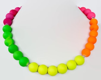 Neon Multi Color Pearl Necklace - Summer Time Jewelry - Trendy Summer ...