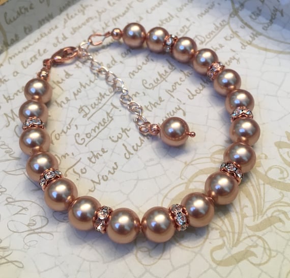 Austrian Rose Gold Mother of the Bride Bracelet Bridal Party - Etsy