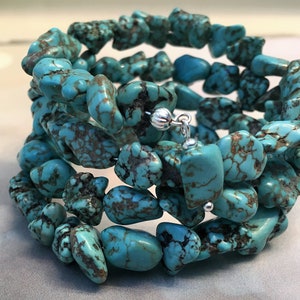 Chunky Turquoise Wrap Bracelet Wrap Bracelet Turquoise Bracelet Blue ...