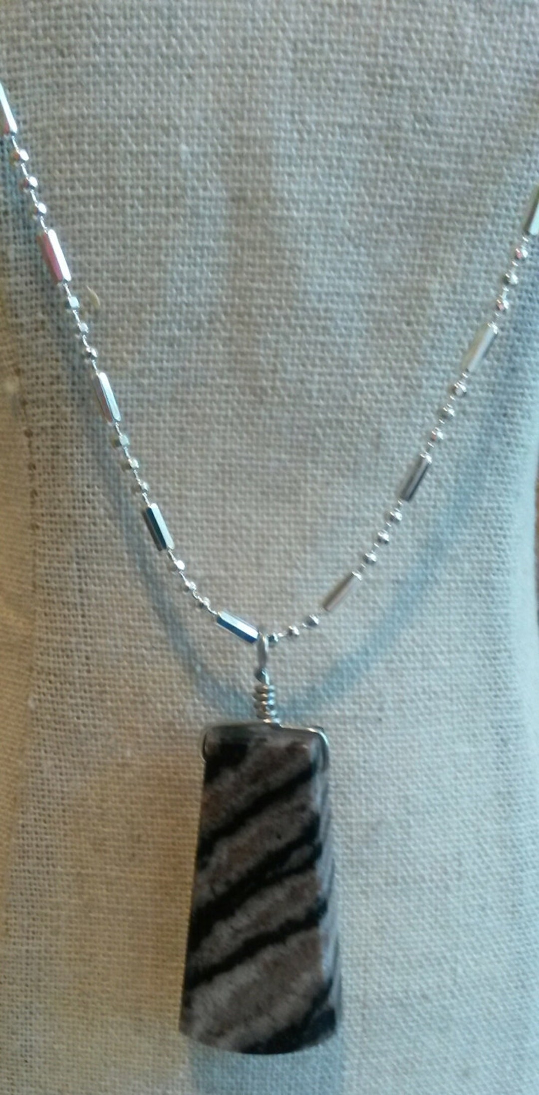 Wire Wrapped Marble Stone on 18 Silver Chain - Etsy