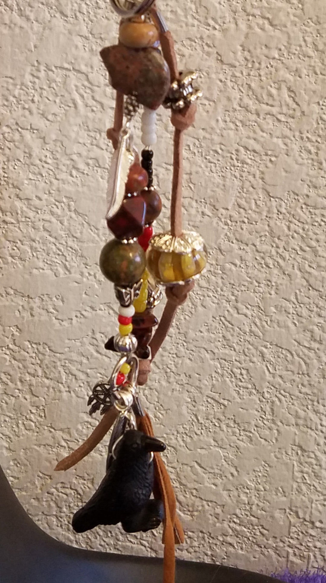 Raven Key Ring Medicine Wheel Totem - Key Ring/fob for Purse, Drum or ...