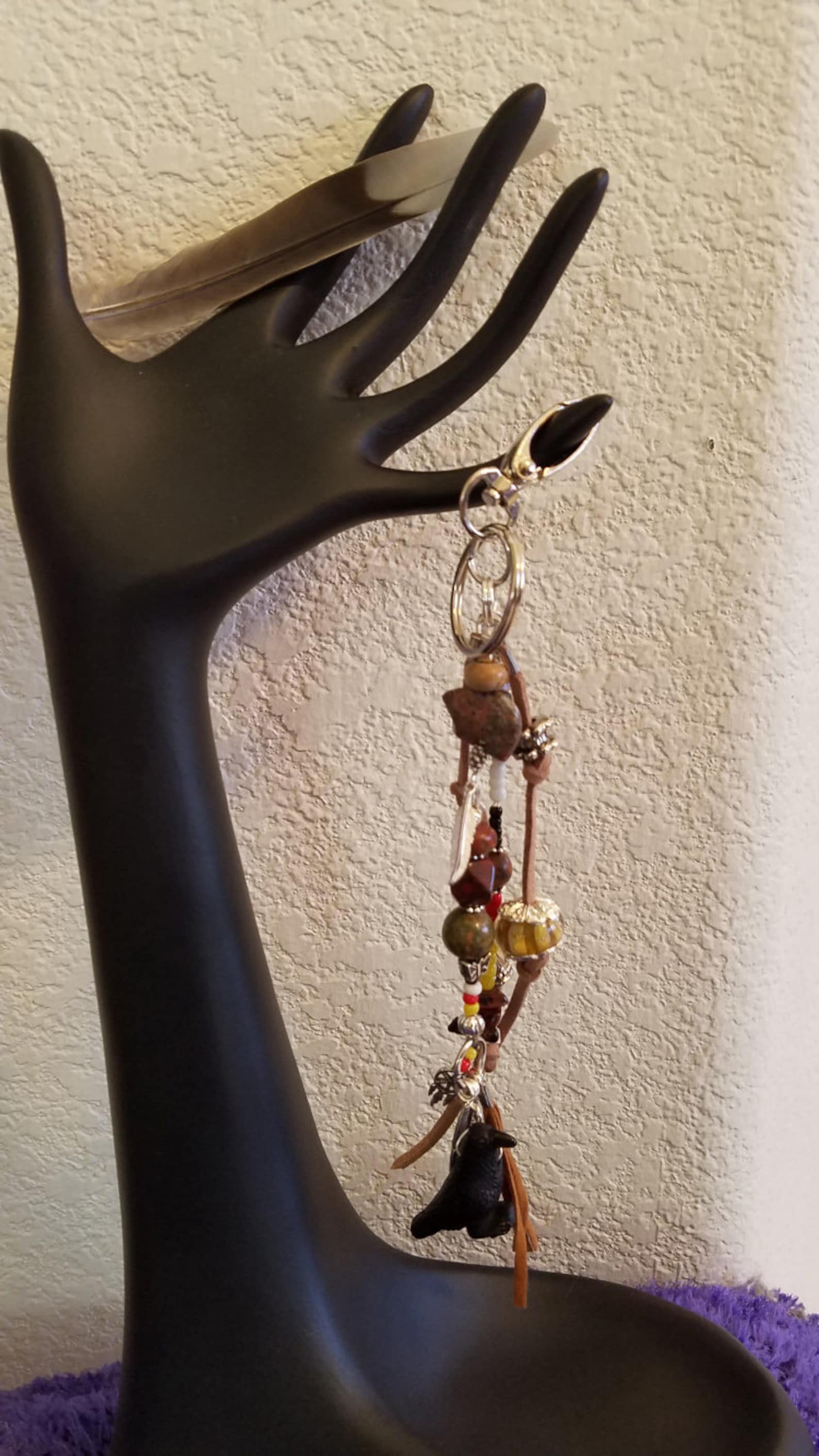 Raven Key Ring Medicine Wheel Totem - Key Ring/fob for Purse, Drum or ...
