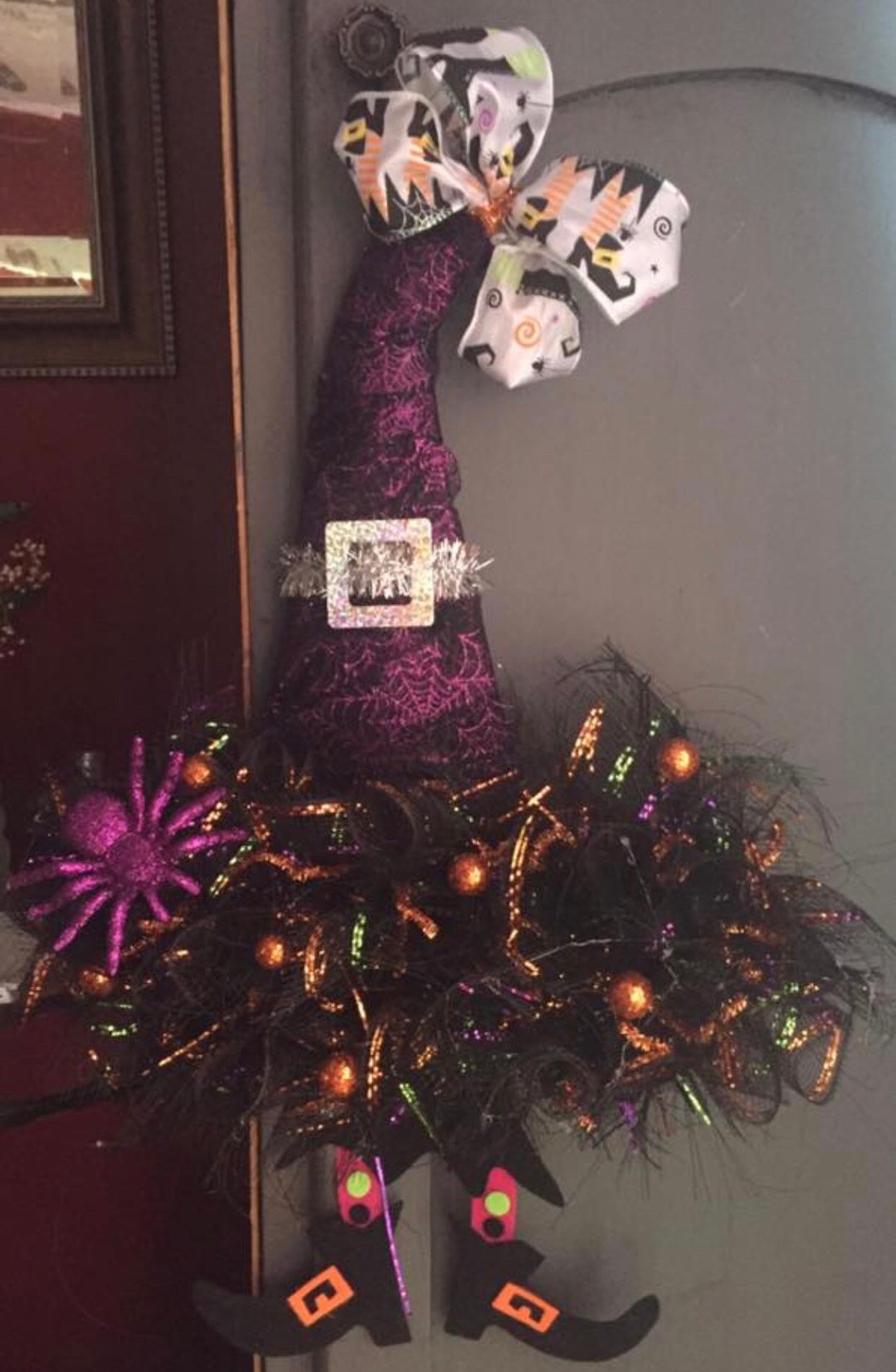 Halloween Witch Hat Wreath, Halloween Decor, Witch Theme, Halloween ...