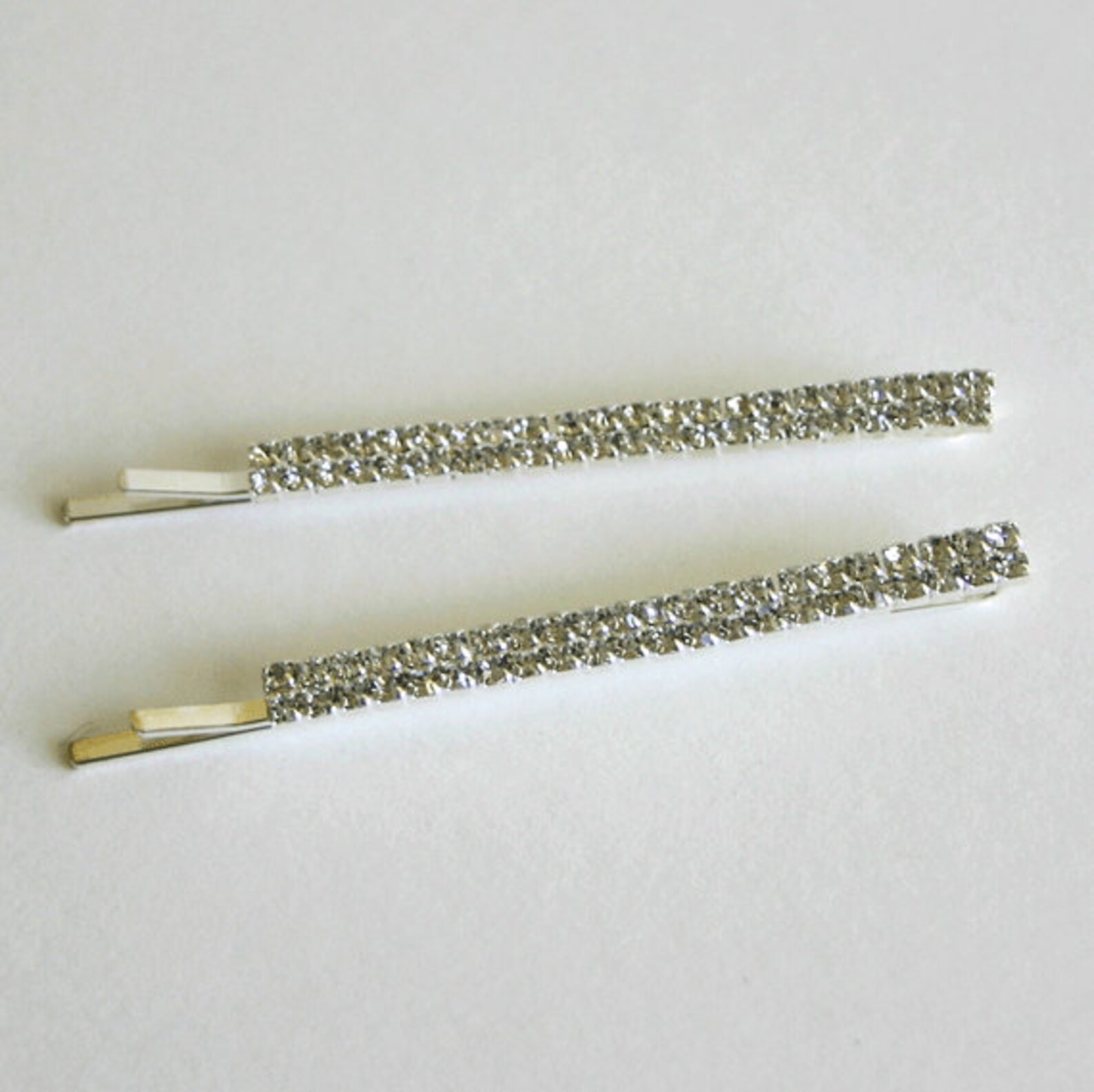 Two Rows Rhinestone Hair Bobby Pin Pair Rhinestone Bobby Pin - Etsy