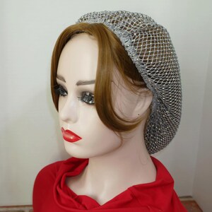 Gray Silver Fancy Hair Snood With Crystal Stone Long Hair Covering ...