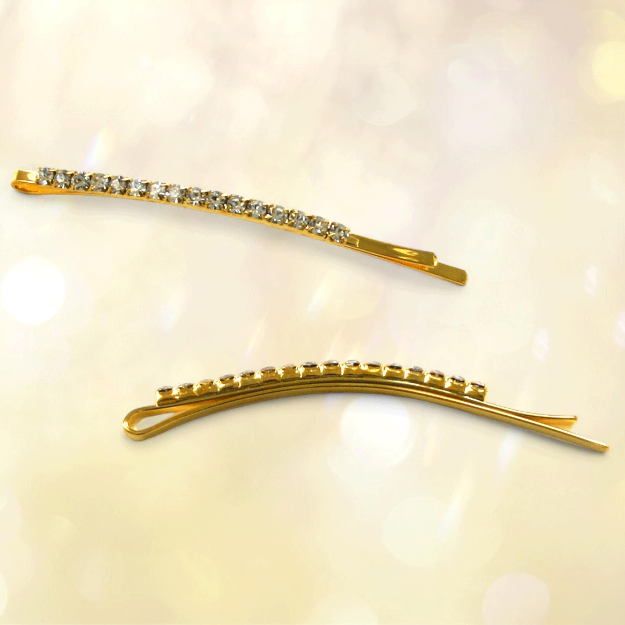 Long Rhinestone Bobby Pins: Crystal Hair Accessories (set of 2) - Etsy