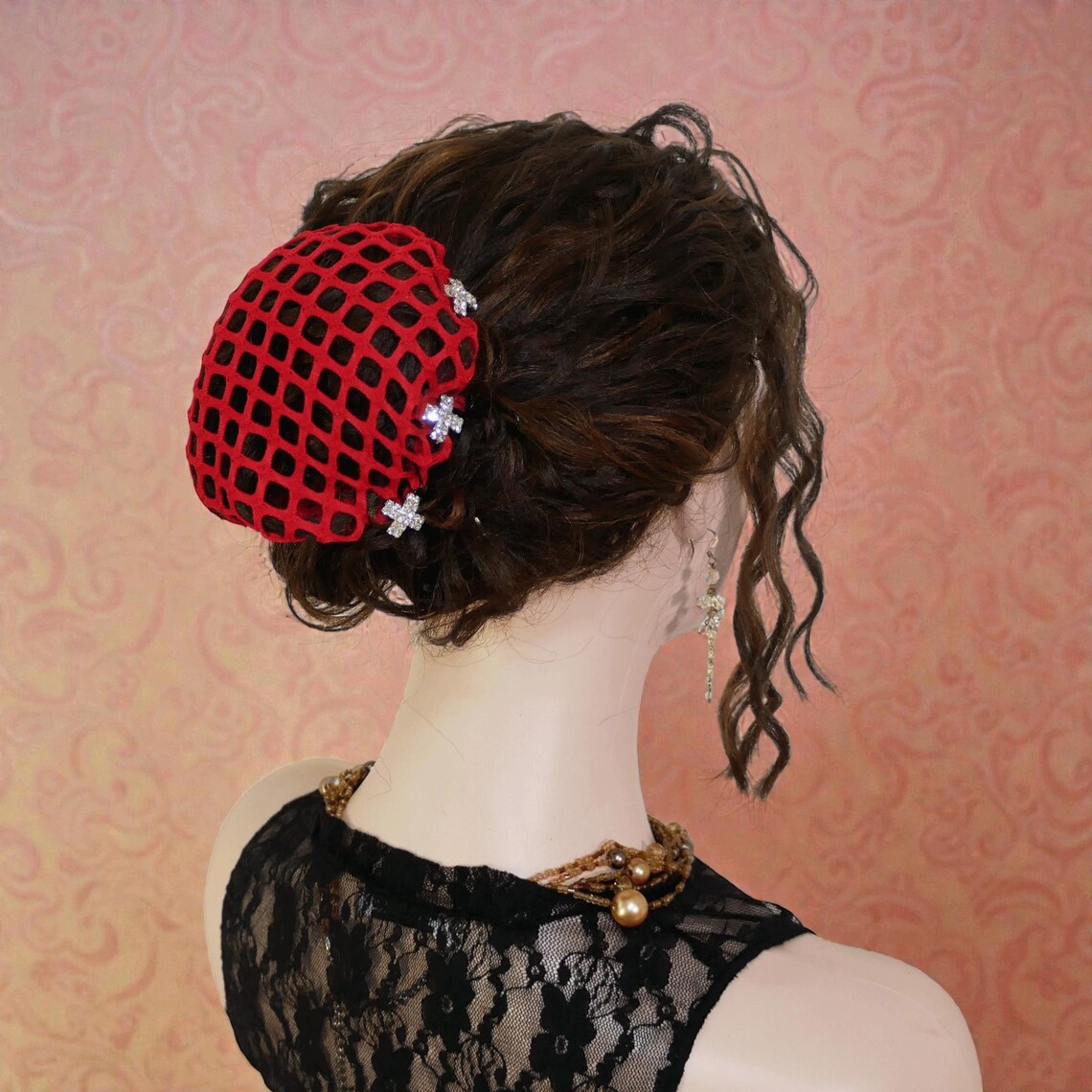 Stretchable Red Hair Net, Bun Cover Holder, Ballerina Snood, Women's ...