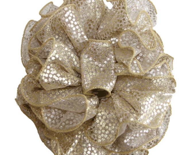 Clip Bow Jumbo Size Gold Mesh Fabric , Bow on Jaw Clip,mesh Fabric ...