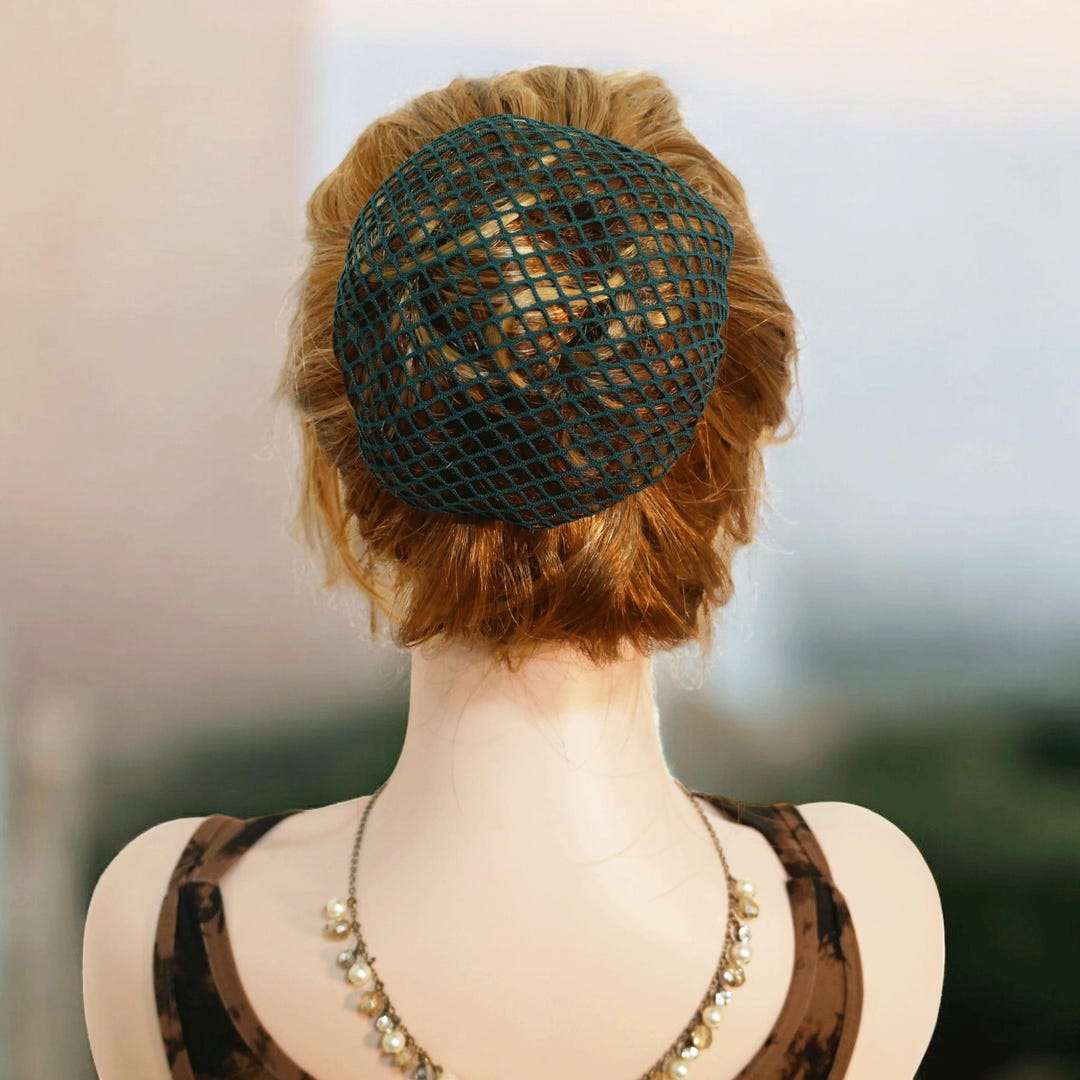 Dark Green Hair Net for Bun Holder Snood Stretchable Decorative for ...