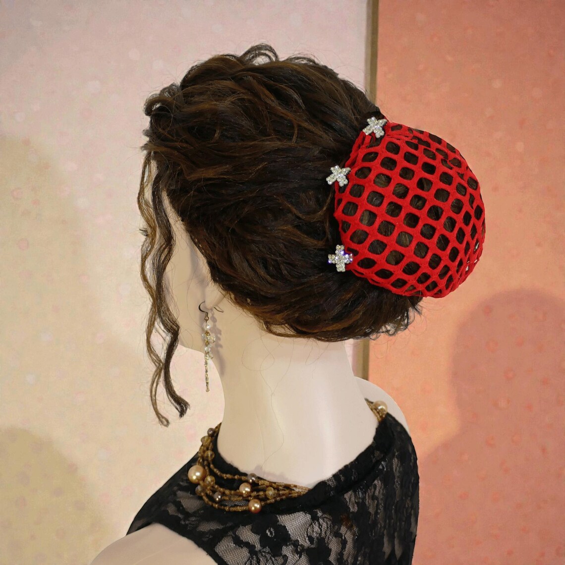 Stretchable Red Hair Net, Bun Cover Holder, Ballerina Snood, Women's ...