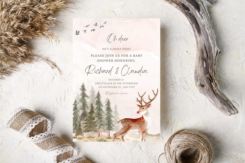 Oh Deer Baby Shower Invite, Hunting Baby Shower Invite, Rustic Baby ...