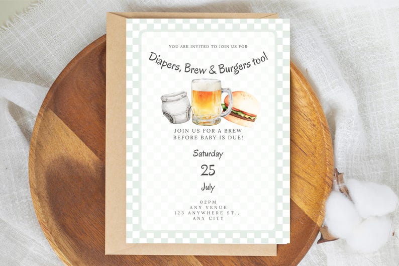 Diaper Party Invitation, Baby Shower Invitation, Diapers Brew and ...