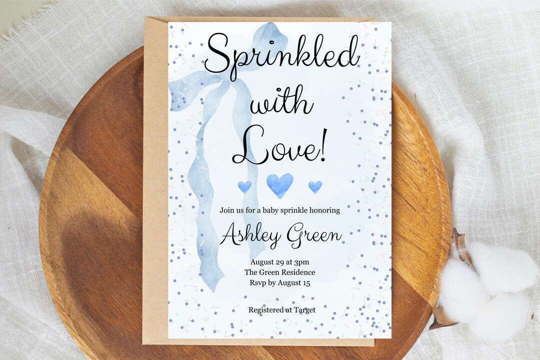 Baby Sprinkle Baby Shower Invite, Boy Baby Sprinkle, Blue Baby Sprinkle ...